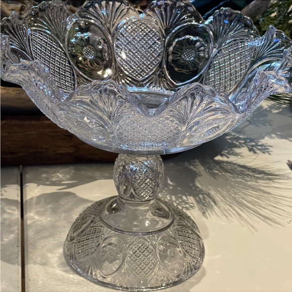 Vintage | Dining | Vintage Pressed Glass Compote | Poshmark